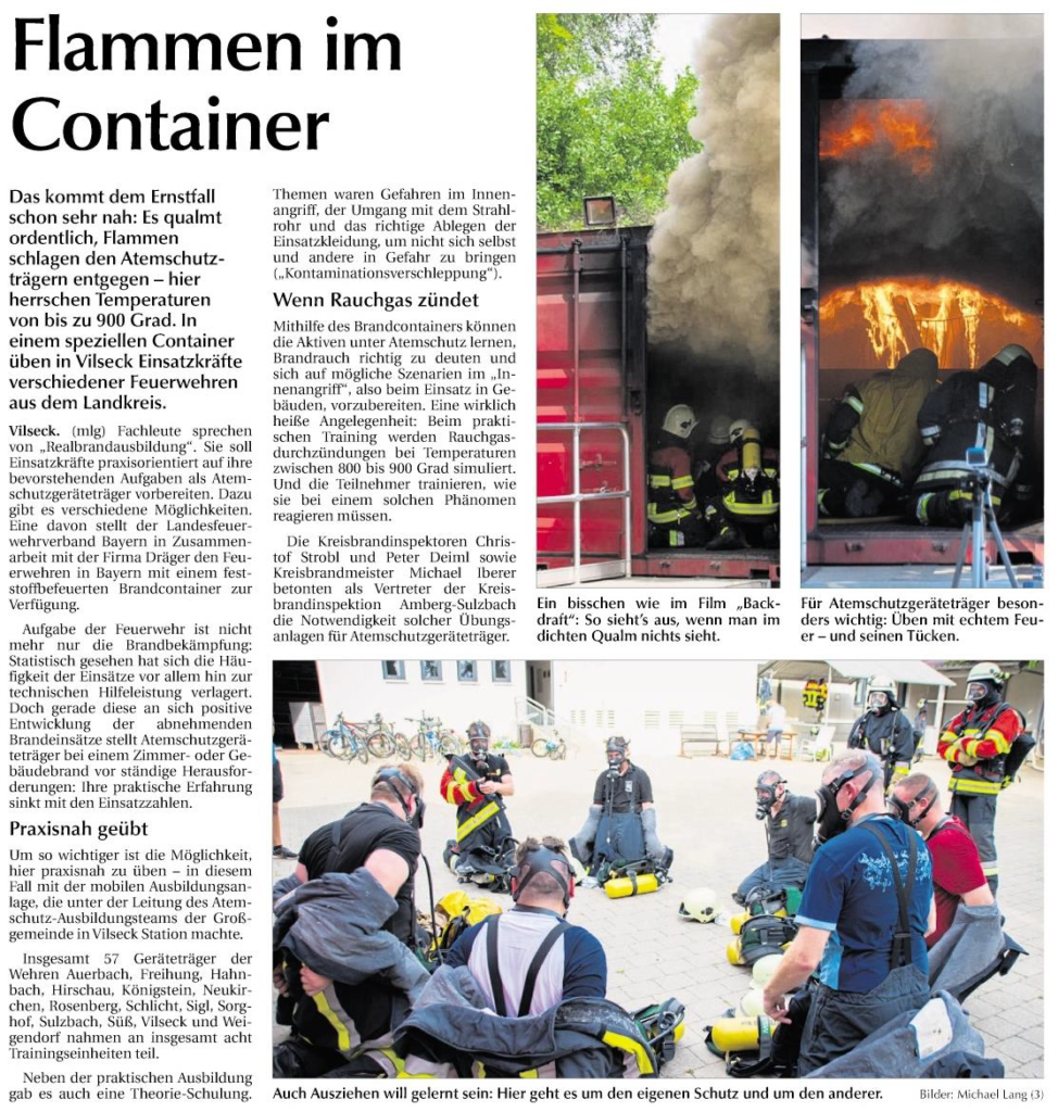 Flammen im Container – Freiwillige Feuerwehr Hahnbach e.V.